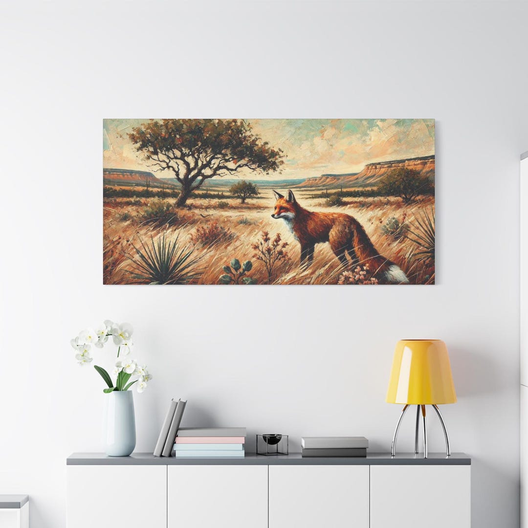 Original Modern Impressionist Fox Canvas Print, Matte Stretched Art, 7 ...