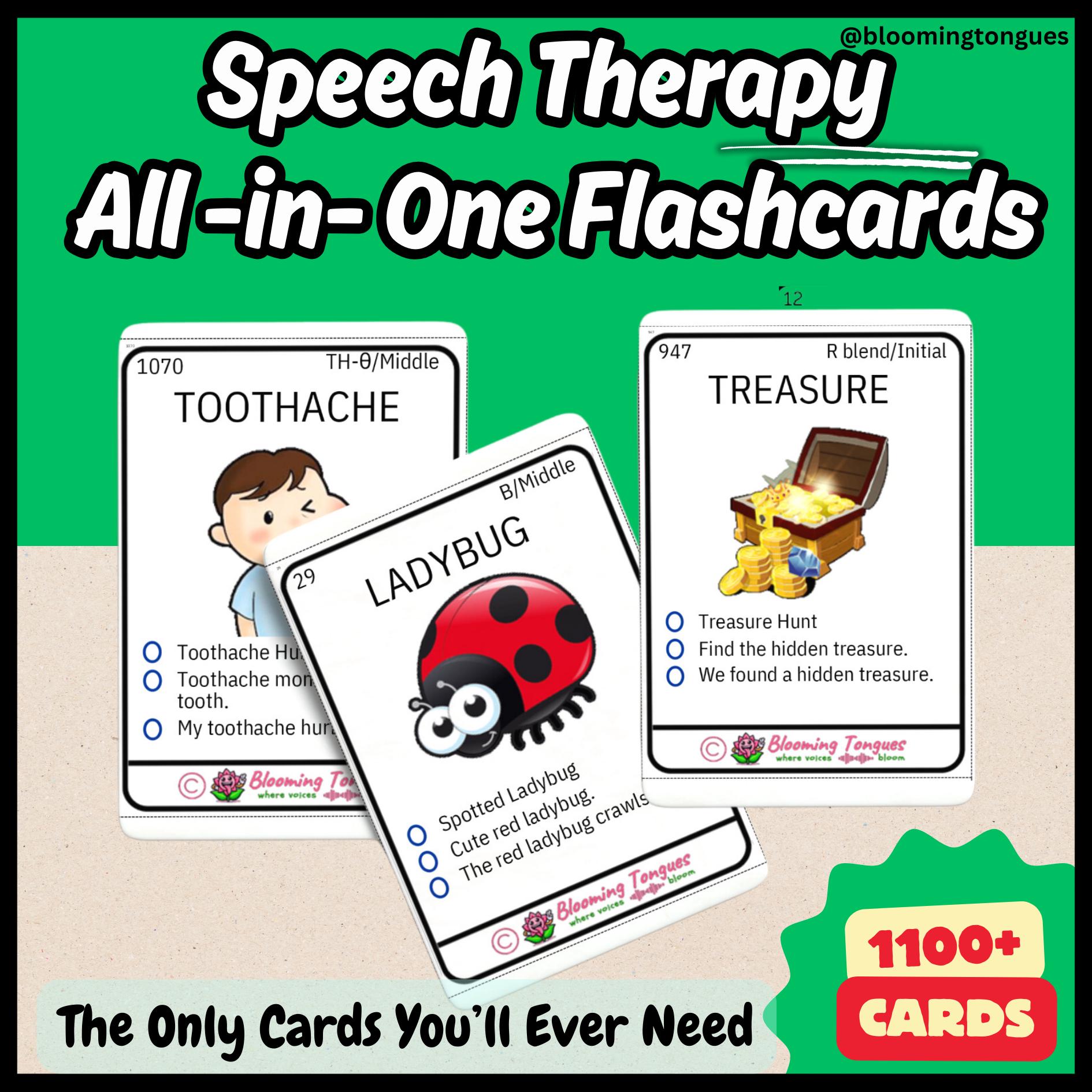 4-in-1 Speech Therapy Flashcards, Articulation Cards for Toddlers, Kids ...