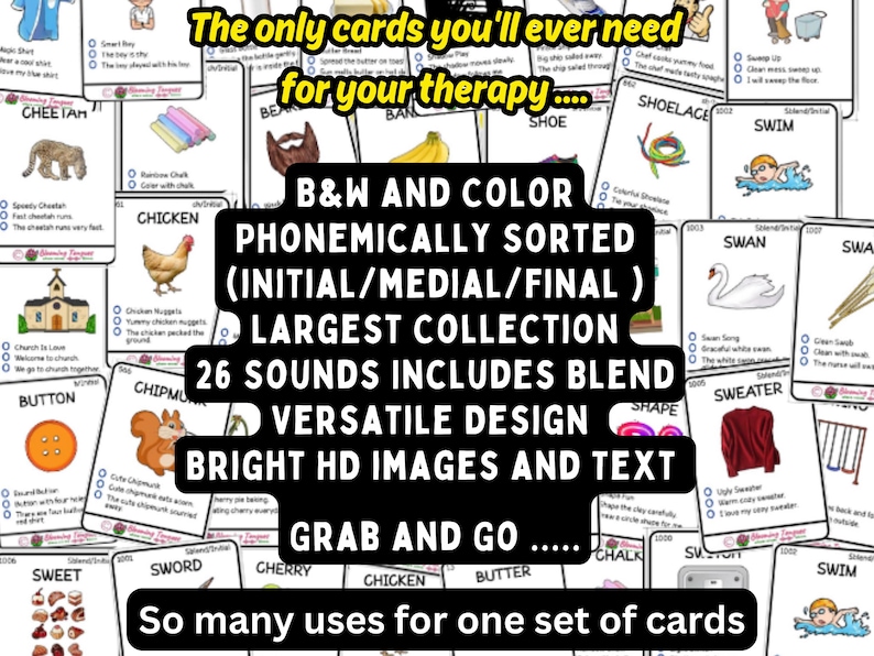 4-in-1 Speech Therapy Flashcards, Articulation Cards for Toddlers, Kids ...