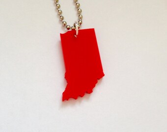 Wooden Indiana Necklace US State Jewelry in Birch Wood | Etsy
