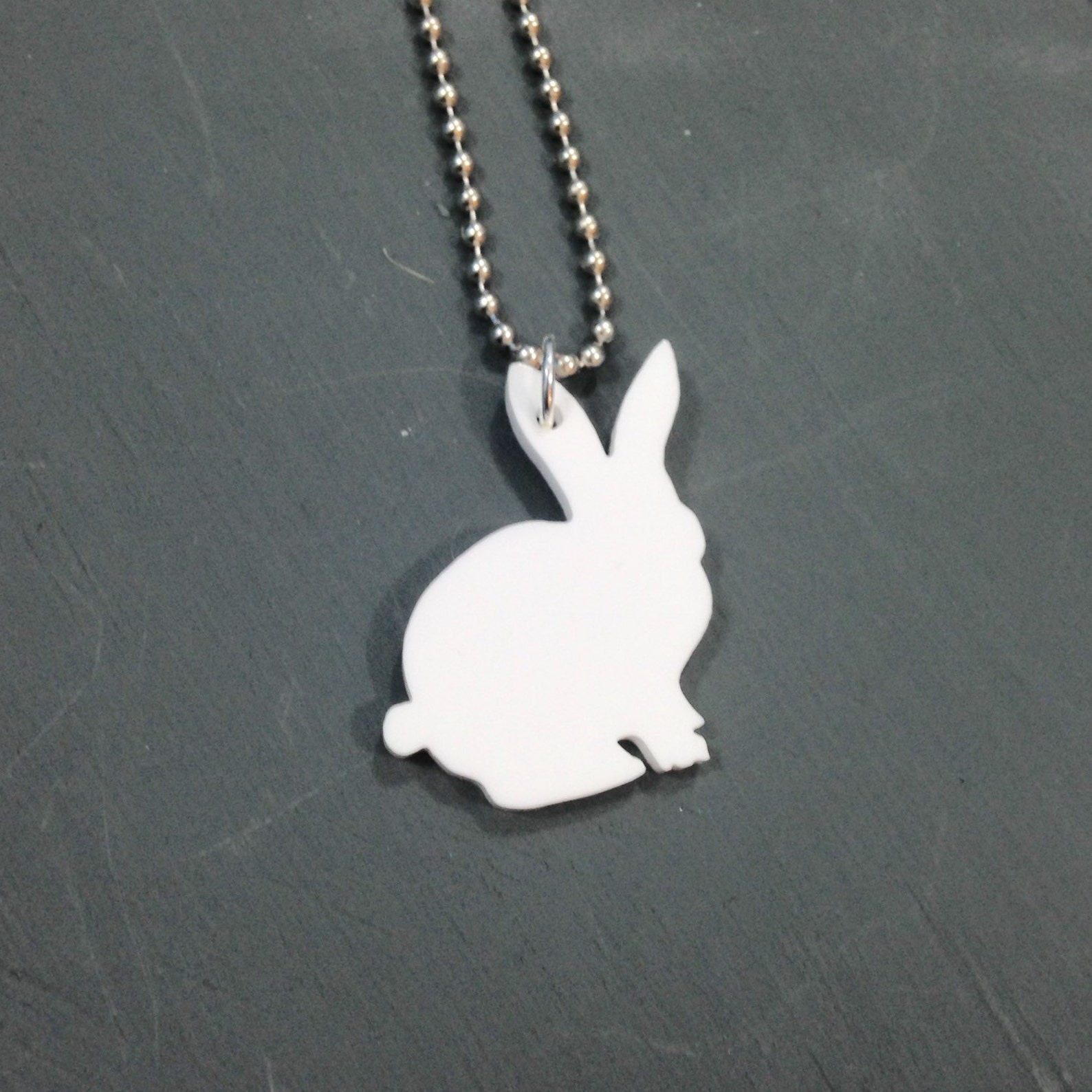 Rabbit Necklace in White Animal Necklace Bunny Rabbit - Etsy