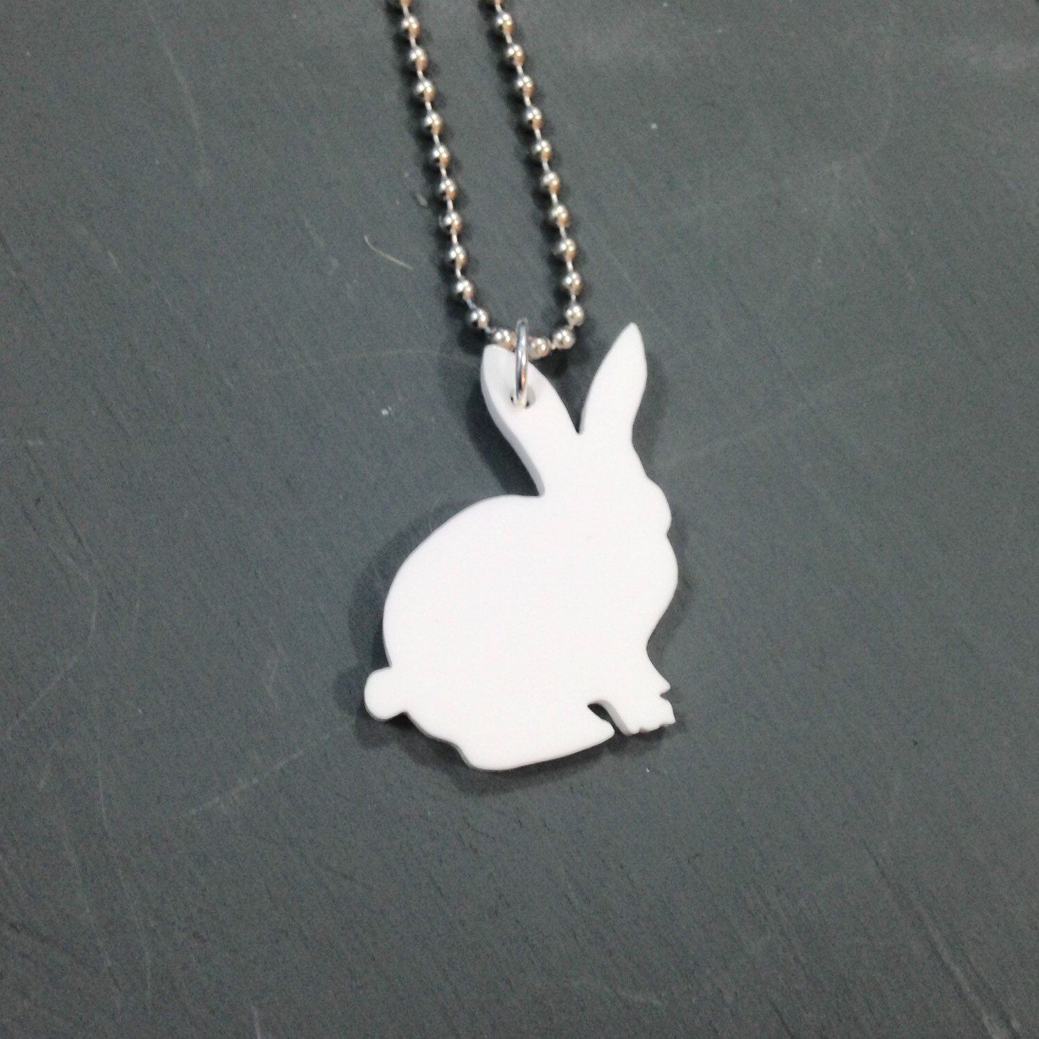 Rabbit Necklace in White Animal Necklace Bunny Rabbit - Etsy