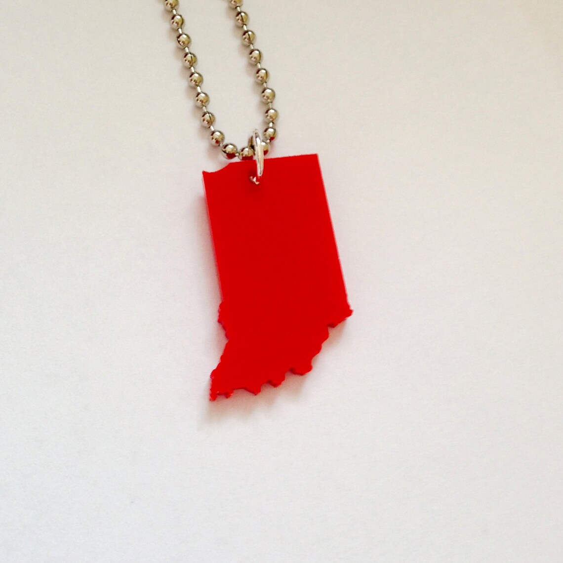 Indiana Necklace State Jewelry in Red Lasercut Acrylic - Etsy