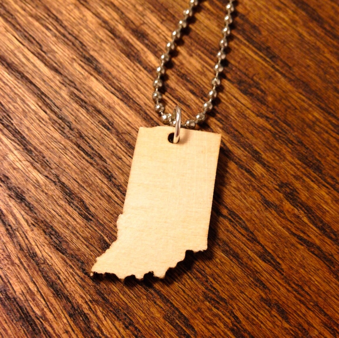 Wooden Indiana Necklace, US State Jewelry in Birch Wood - Etsy