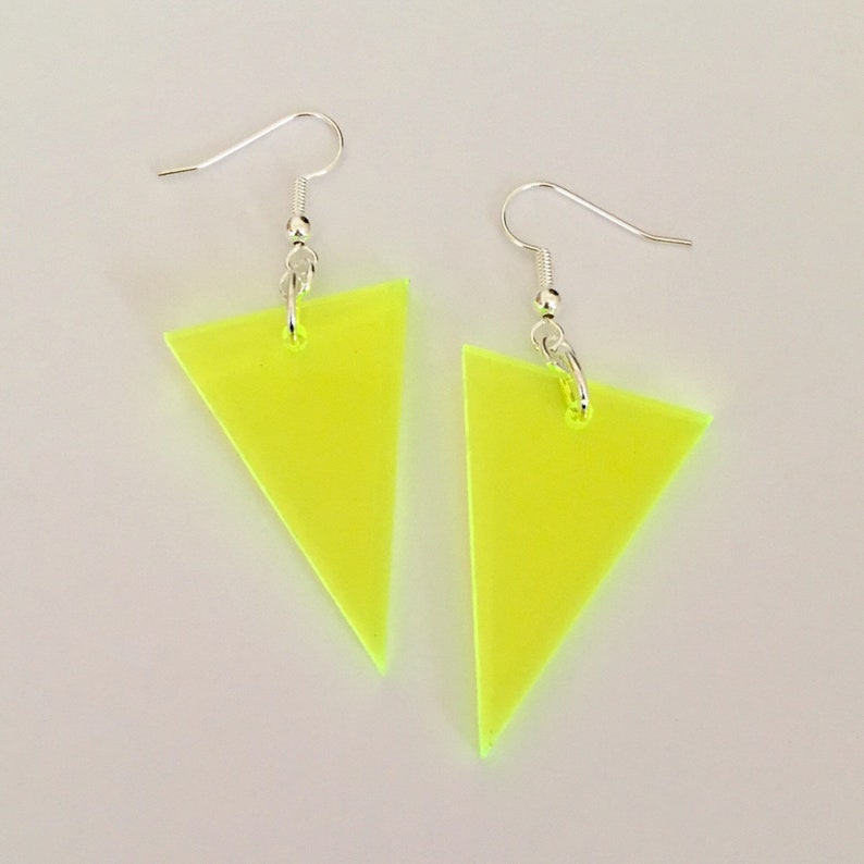 Neon Green Triangle Shape Earrings Geometric Jewelry - Etsy Israel