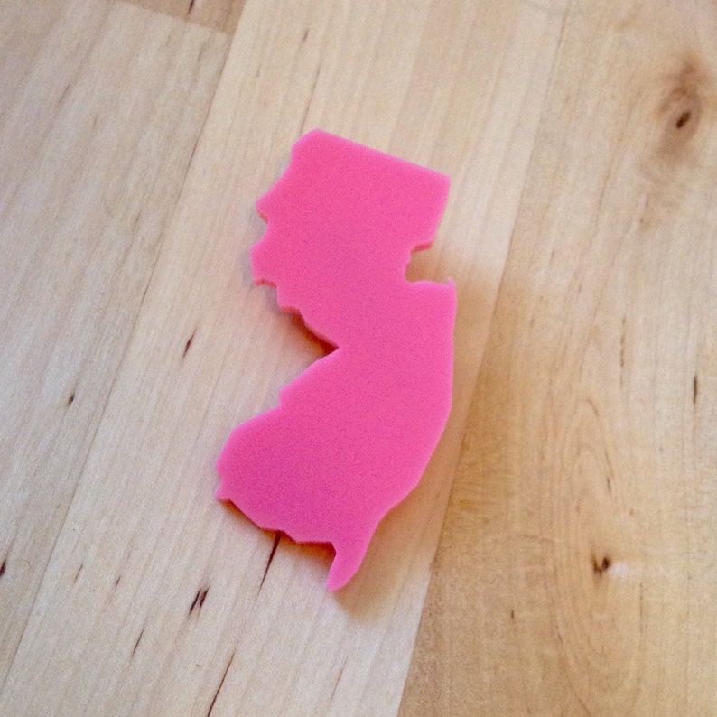 NJ Bubblegum Pink Lasercut Acrylic State Brooch Pin New - Etsy