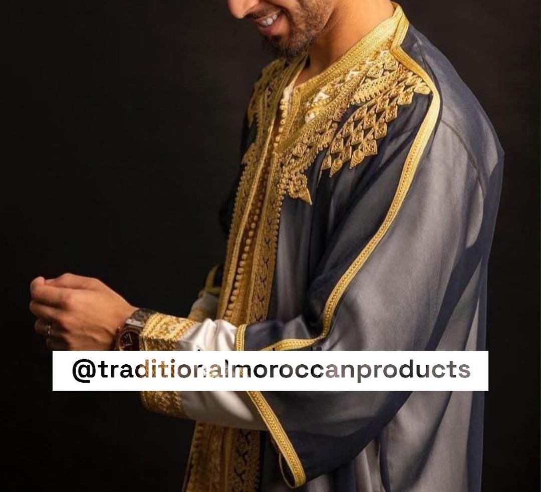 Caftan for Men Embroidered With Gold Threads| Royal Traditional Dress 3 ...