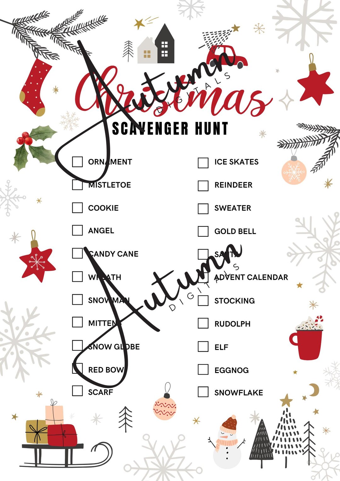Printable Christmas Scavenger Hunt, Png, Printable, Digital Download ...