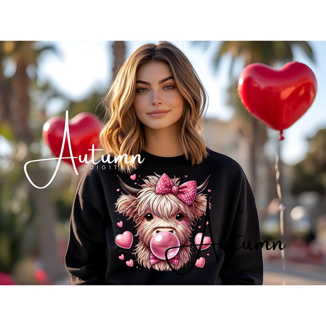 Love Bubble Cow Digital Download, Png, Sublimation, Highland Cow ...