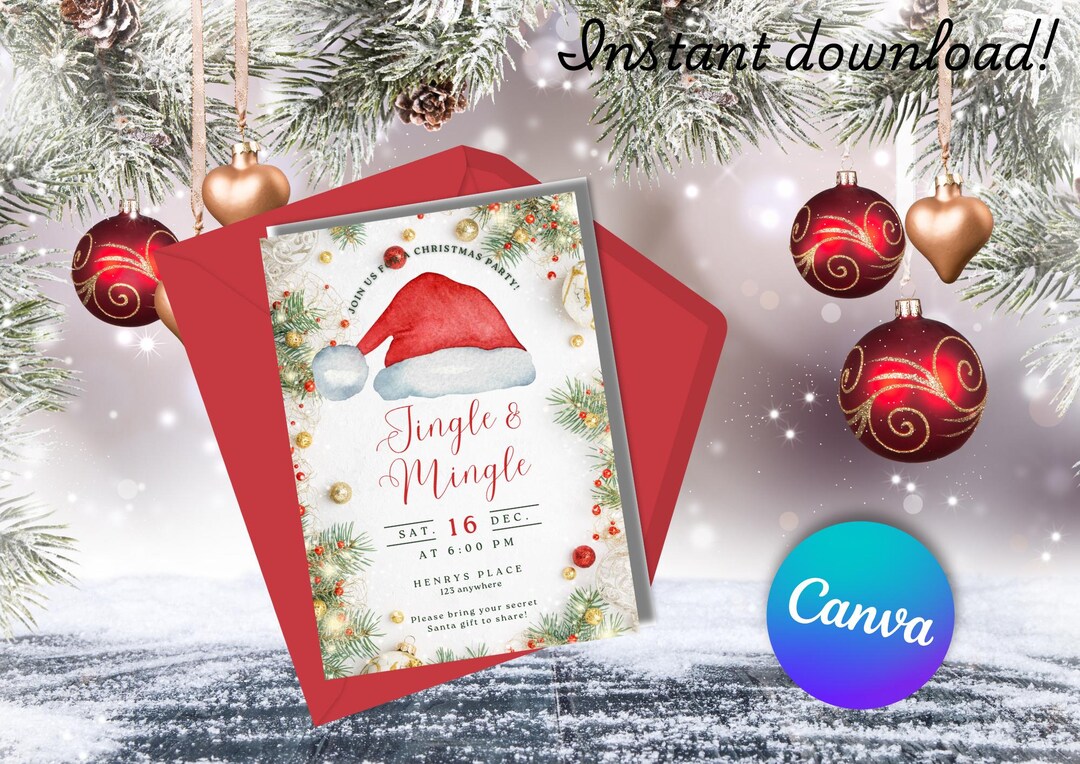 Editable Christmas Invitation, Party Invitation, Digital Download ...