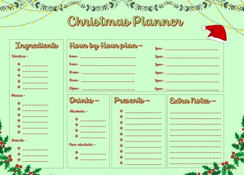Christmas Planning Sheet - Etsy