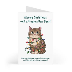 7 Pcs Pack Funny Cat Christmas Cards Catmass Cards Cute Cat Christmas ...