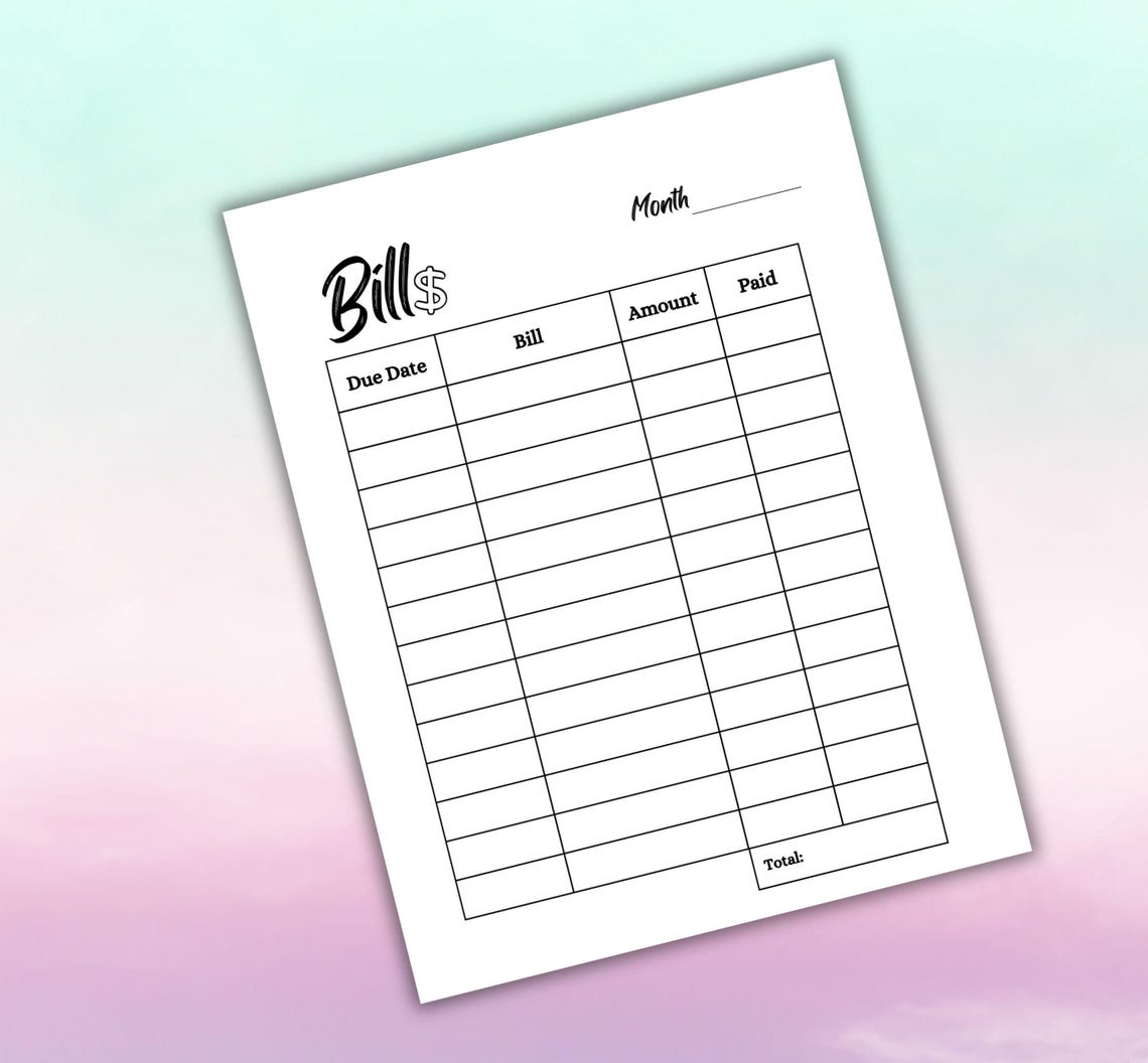 Monthly Bill Tracker, Bill Payment, Expense Tracker, Finance Tracker ...
