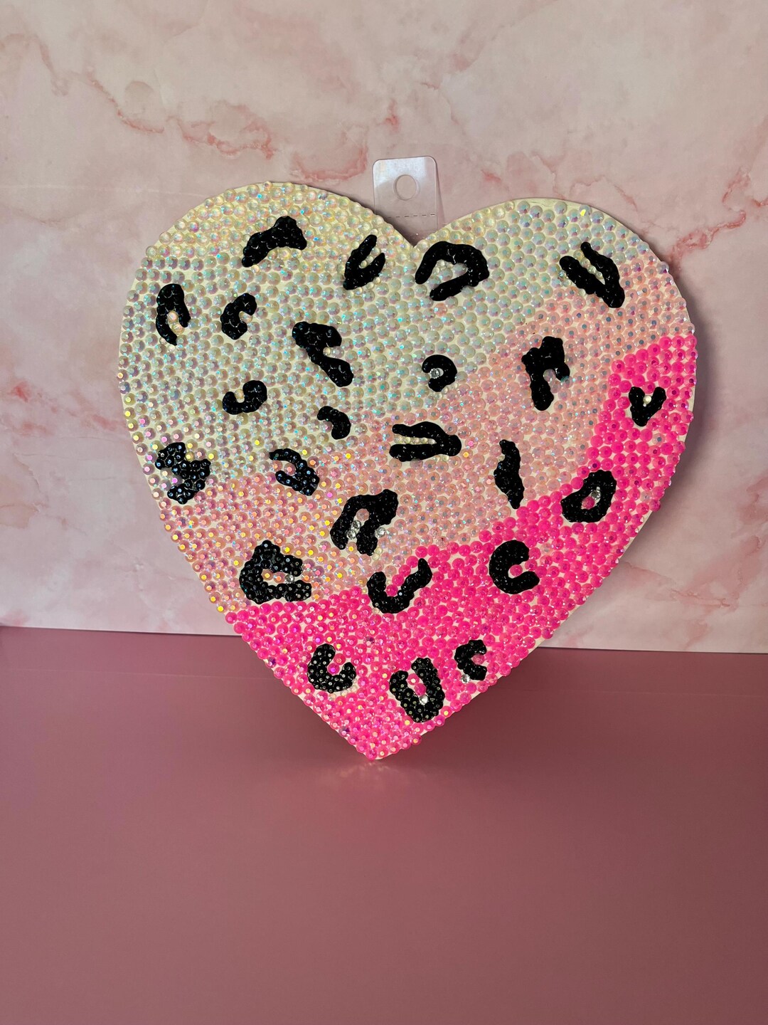 Bedazzled Rhinestone Pink Cheetah Heart - Etsy