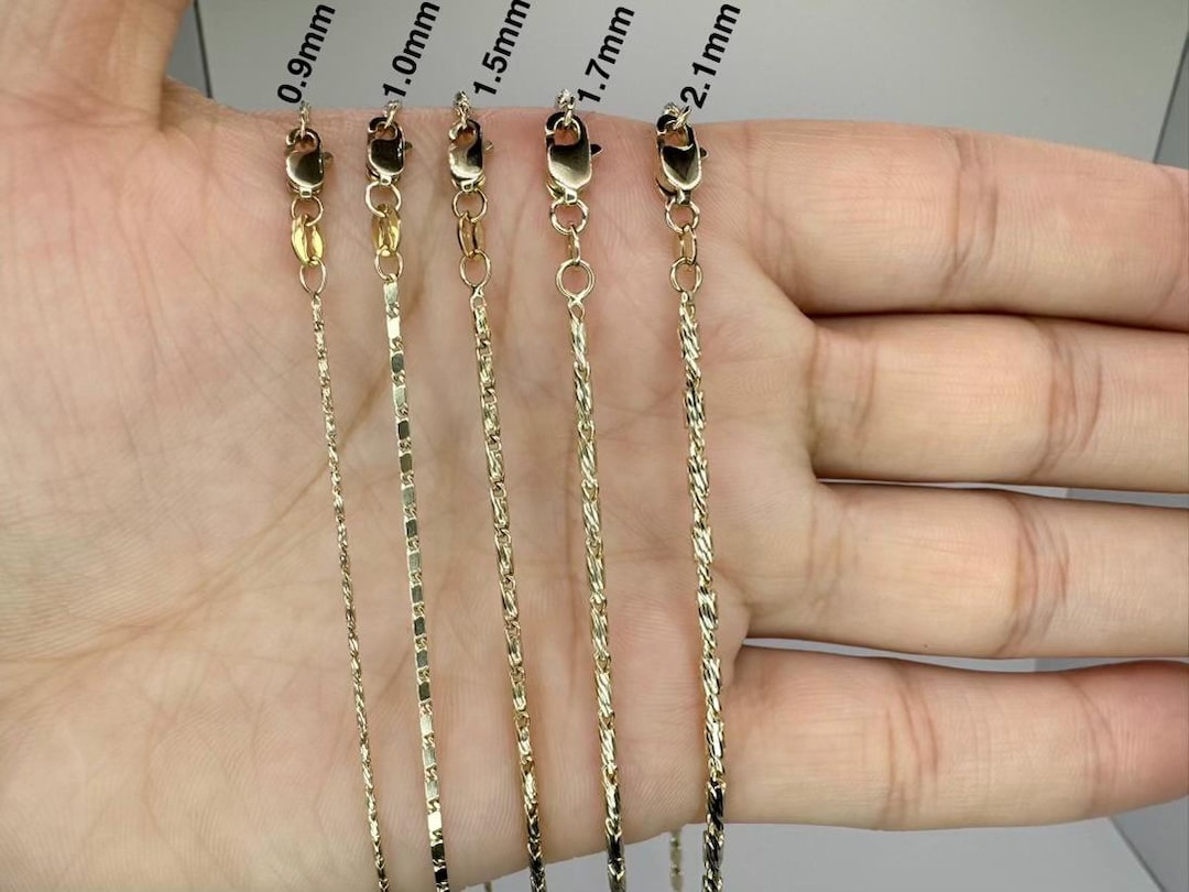 14K Solid Yellow Gold Bar Link Lumina Chain Necklace (16-24 Inch) - Etsy