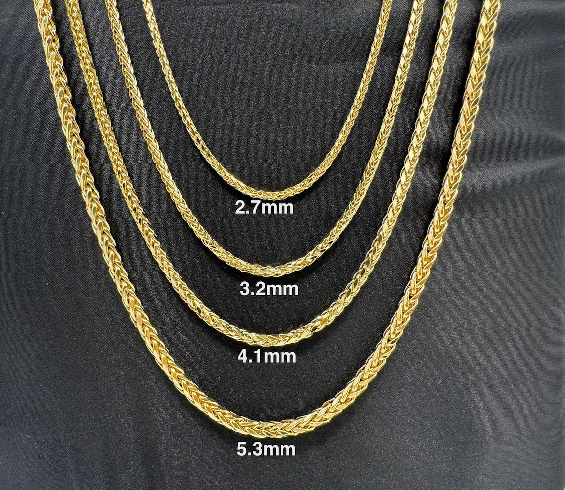14k Gold Diamond Cut Wheat Chain Necklace (2.7mm-5.3mm Wide) - Etsy