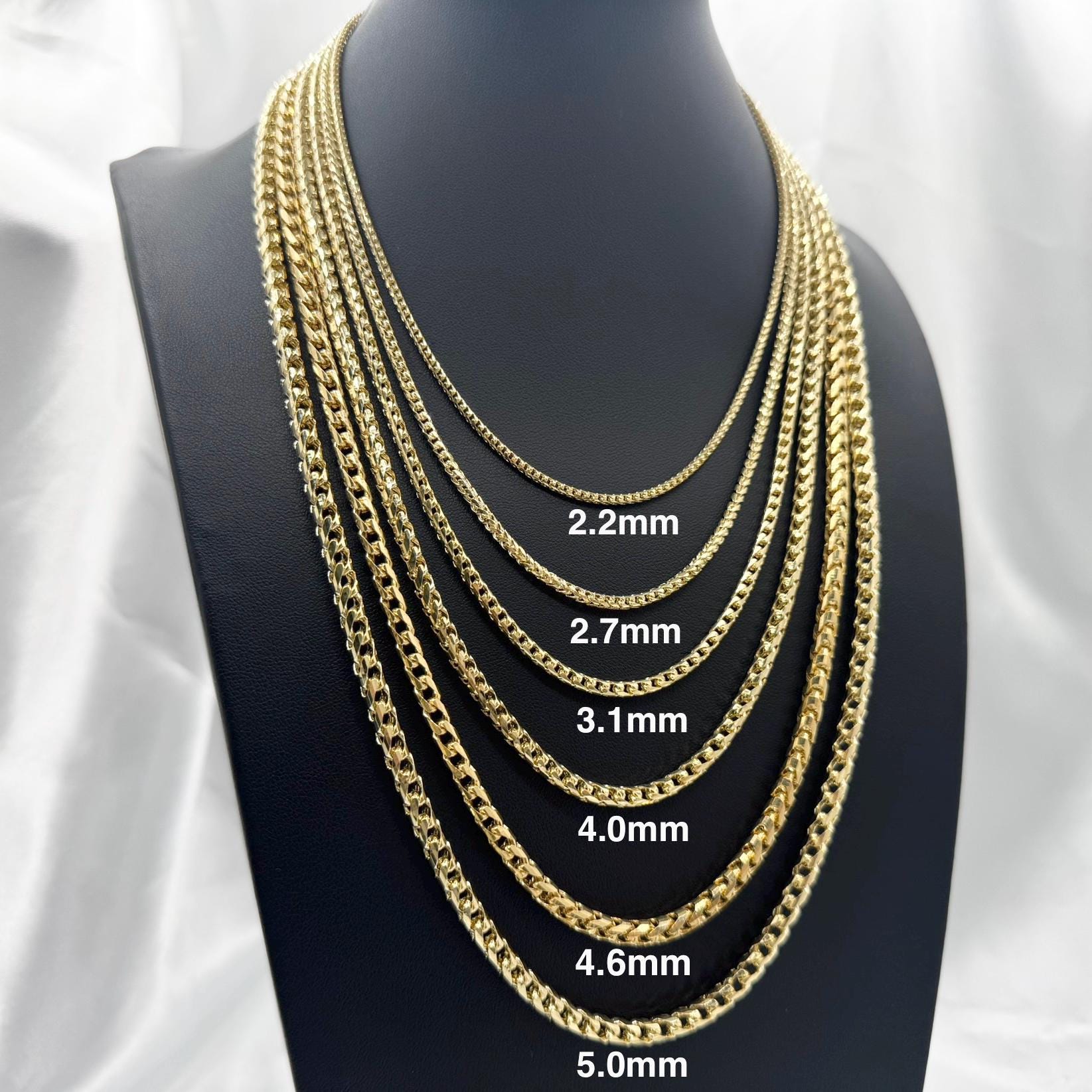 Solid 14k Gold Diamond Cut Franco Chain: 2.2mm-5.0mm Wide - Etsy