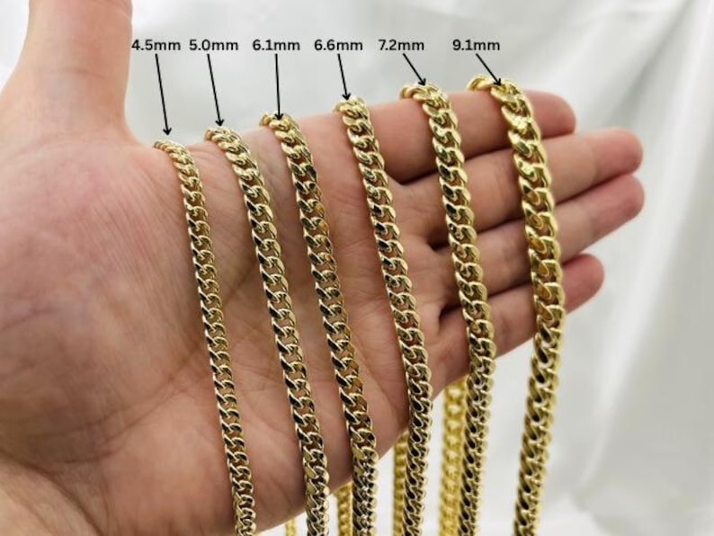 10k Gold Miami Cuban Link Chain Necklace: 4.5mm to 10.7mm Wide - Etsy