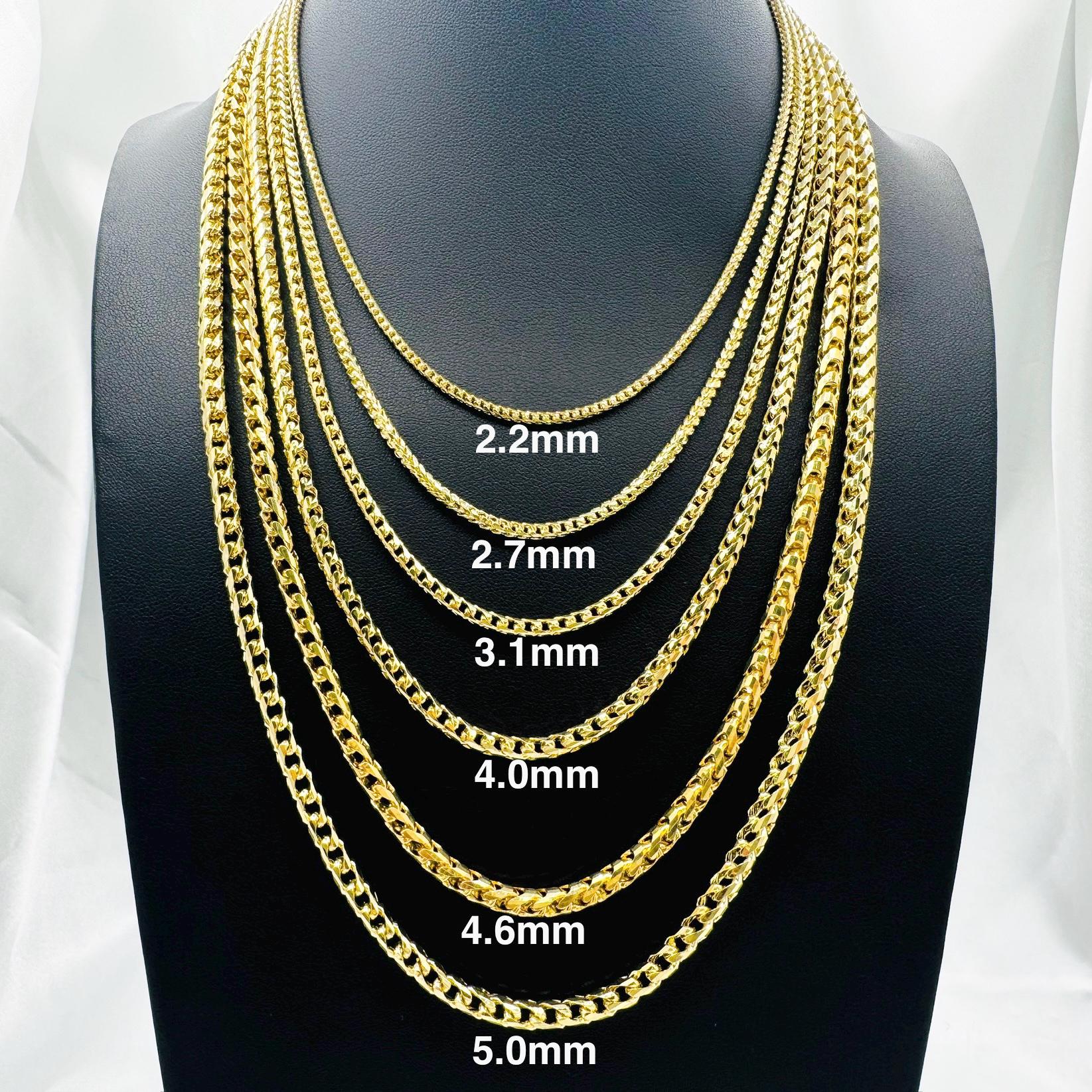 Solid 14k Gold Diamond Cut Franco Chain: 2.2mm-5.0mm Wide - Etsy