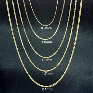 14K Solid Yellow Gold Bar Link Lumina Chain Necklace (16-24 Inch) - Etsy