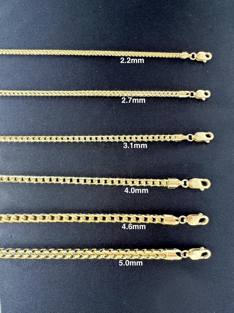 Solid 14k Gold Diamond Cut Franco Chain: 2.2mm-5.0mm Wide - Etsy