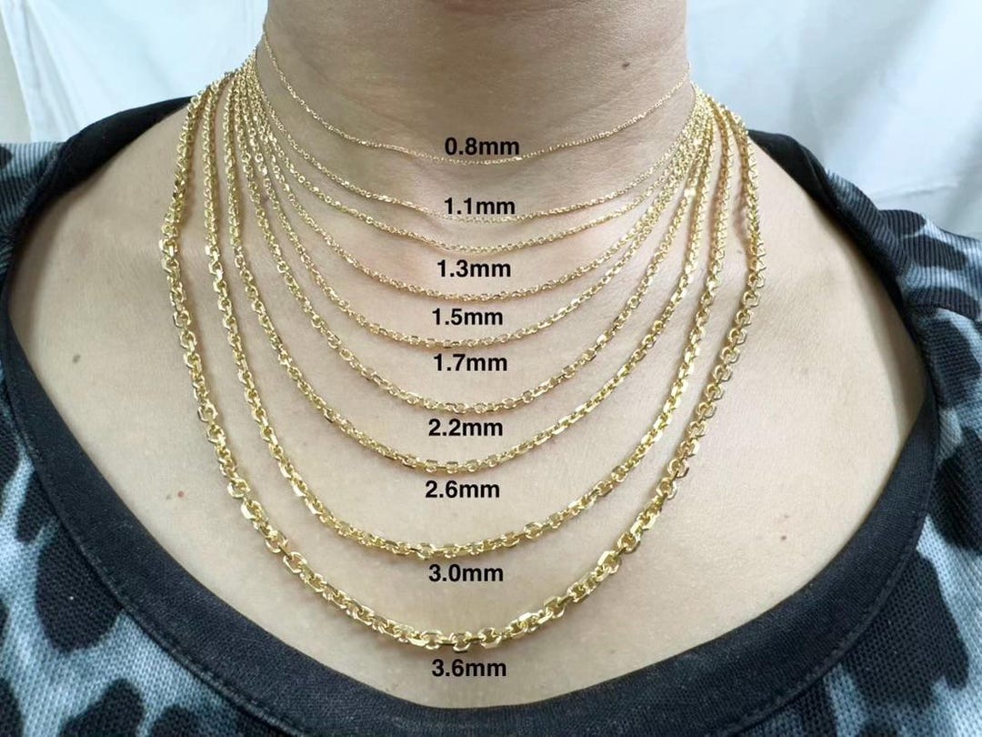 14k Solid Gold Diamond Cut Cable Chain Necklace (16-30 Inches) - Etsy