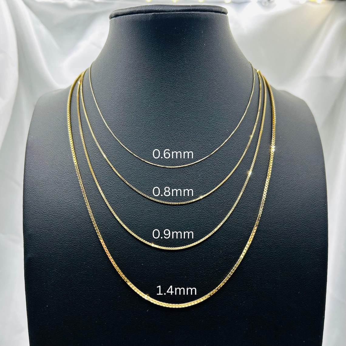 Solid 18k Gold Box Chain Necklace: 16-24 Inch, 0.6-1.4mm Wide - Etsy