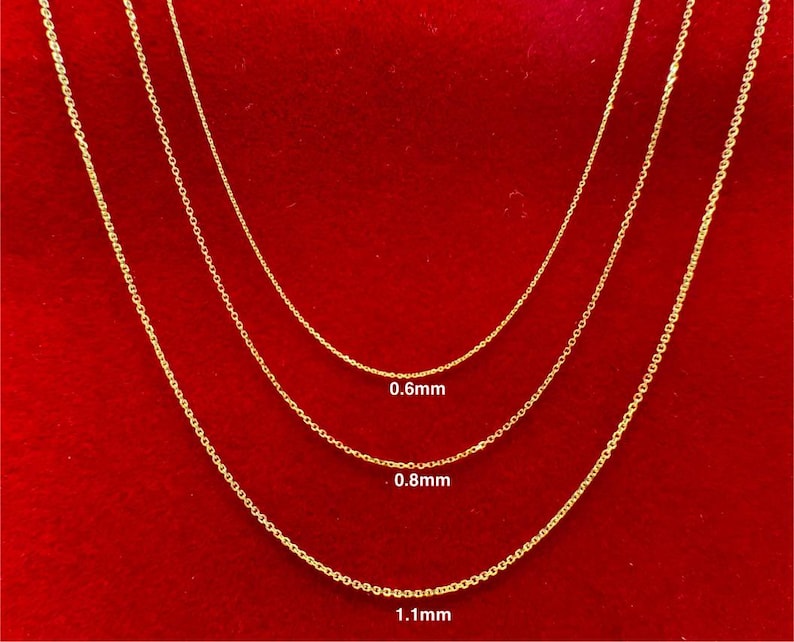 14k Solid Gold Diamond Cut Cable Chain Necklace (16-24 Inches) - Etsy