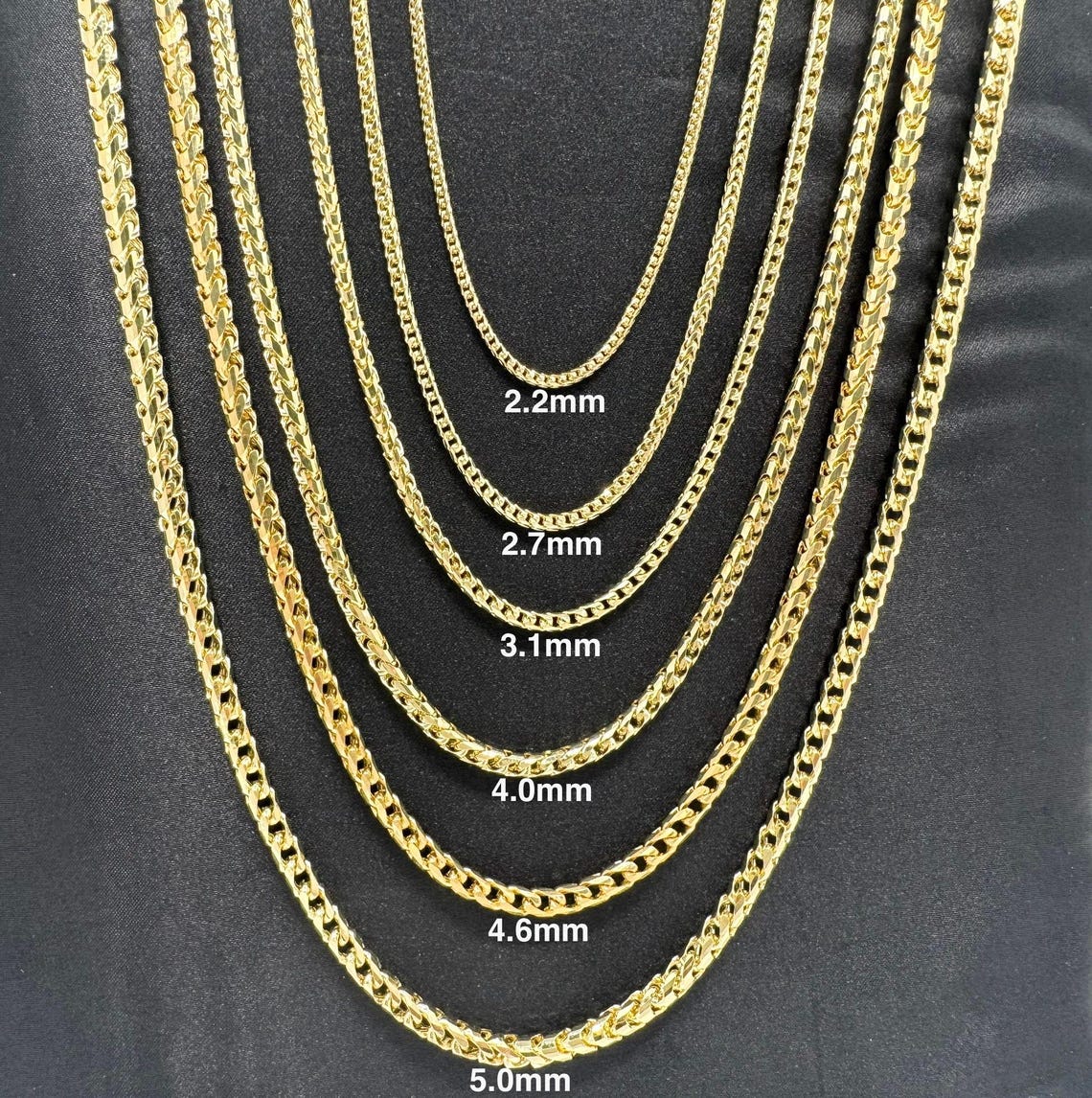 Solid 14k Gold Diamond Cut Franco Chain: 2.2mm-5.0mm Wide - Etsy