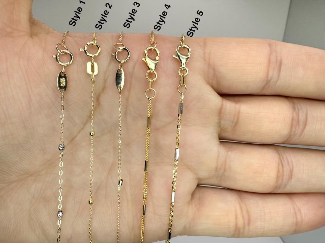 14k Solid Yellow Gold Bead Chain, Satellite Chain, Fancy Saturn Chain ...