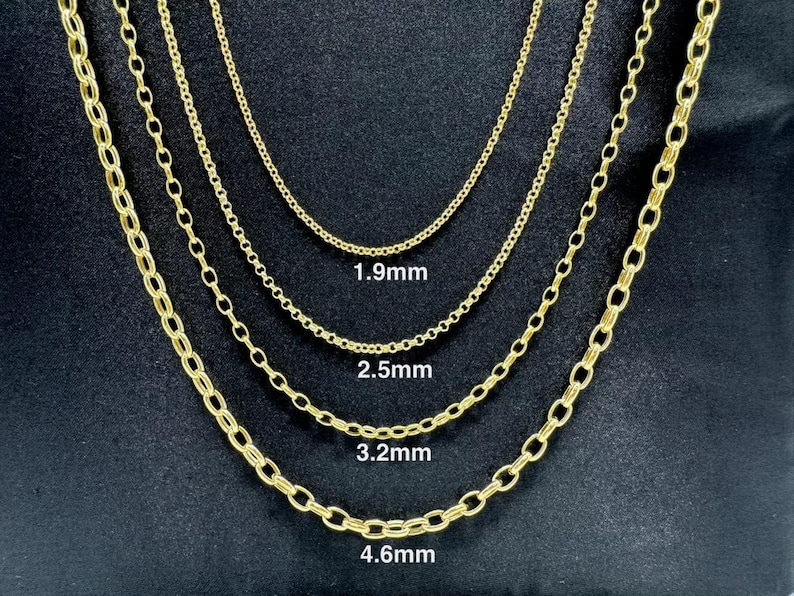 14k Gold Rolo Chain Necklace: 1.9mm-4.6mm Wide - Etsy