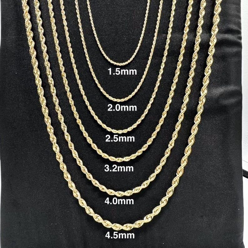 14k Gold Diamond Cut Rope Chain Necklace (1.5mm-4.5mm Wide) - Etsy