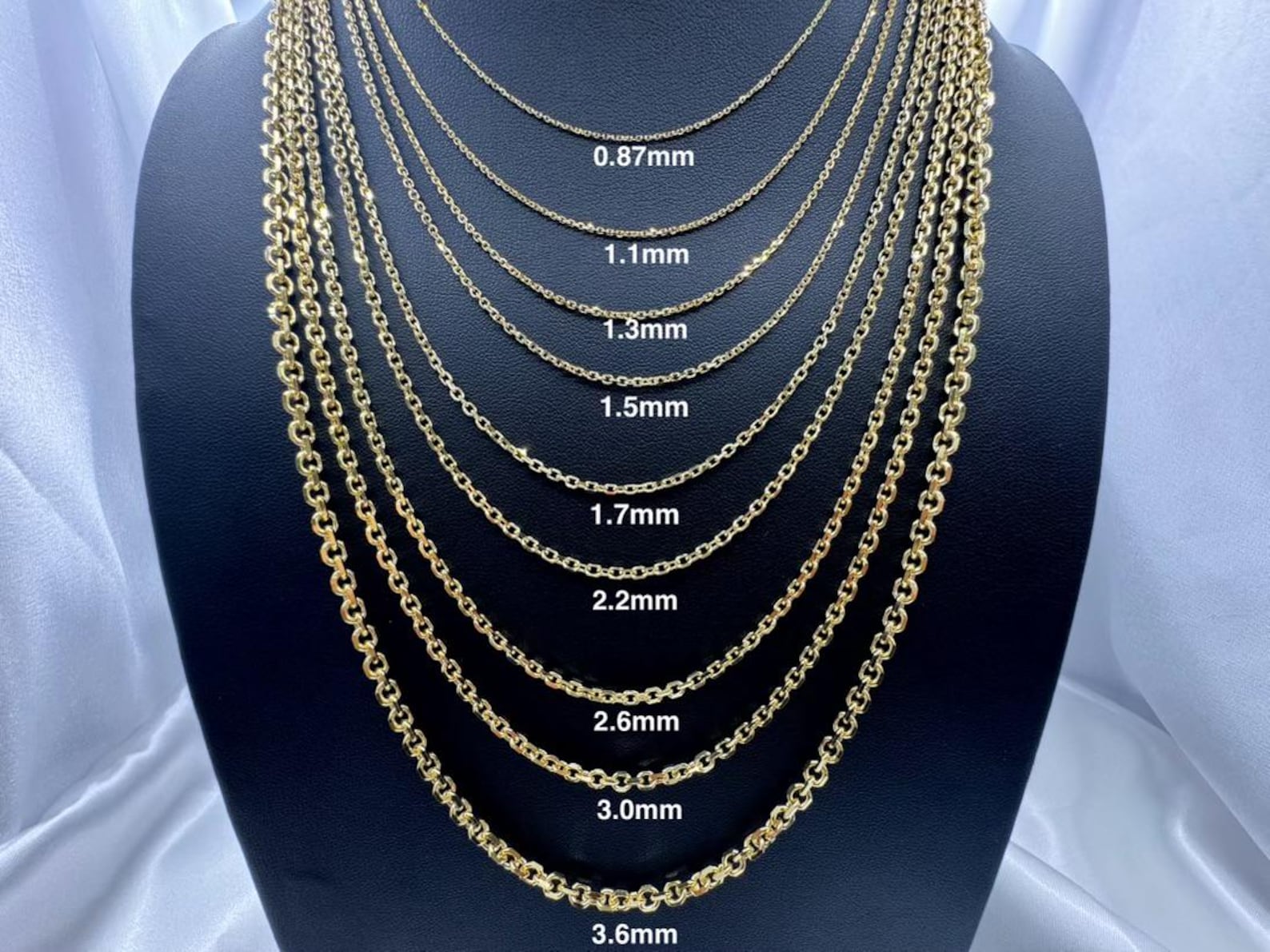 14k Solid Gold Diamond Cut Cable Chain Necklace (16-30 Inches) - Etsy