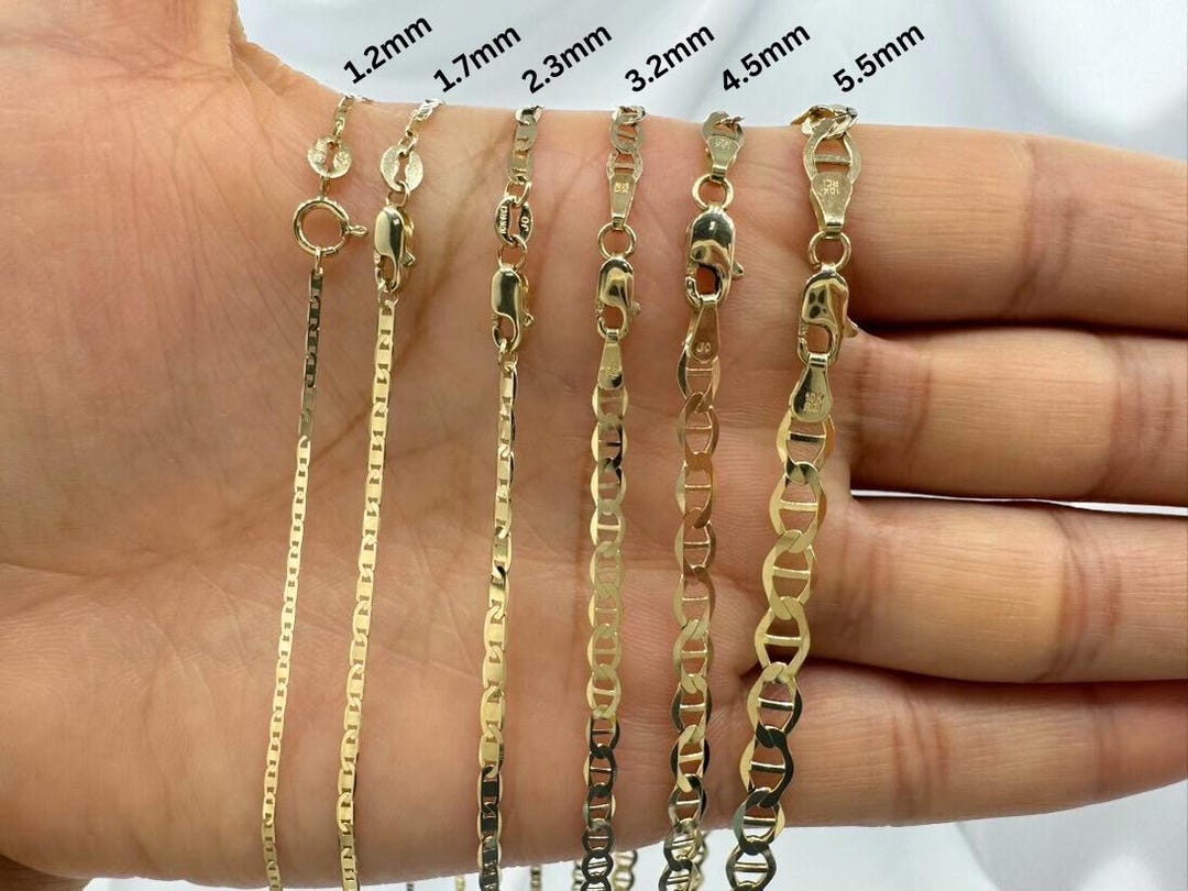 10k Solid Gold Mariner Chain Necklace (1.2mm-5.5mm Wide) - Etsy
