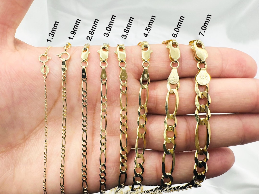 Solid 14k Gold Figaro Chain Necklace - 1.3mm to 7.0mm Wide - Etsy
