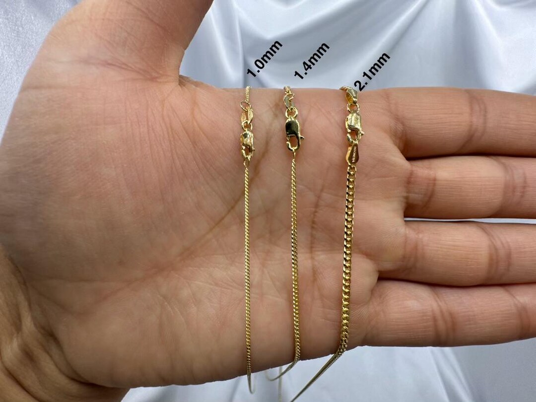 10k Solid Gold Gourmette Chain Necklace (1.0mm - 2.1mm Wide) - Etsy