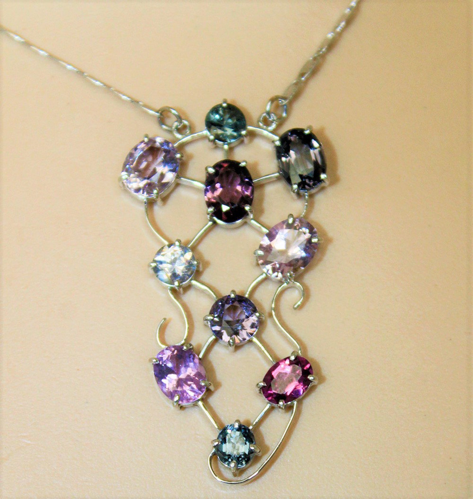 Spinel Gemstone Necklace 10.30 Cts Multicolored Cluster of - Etsy