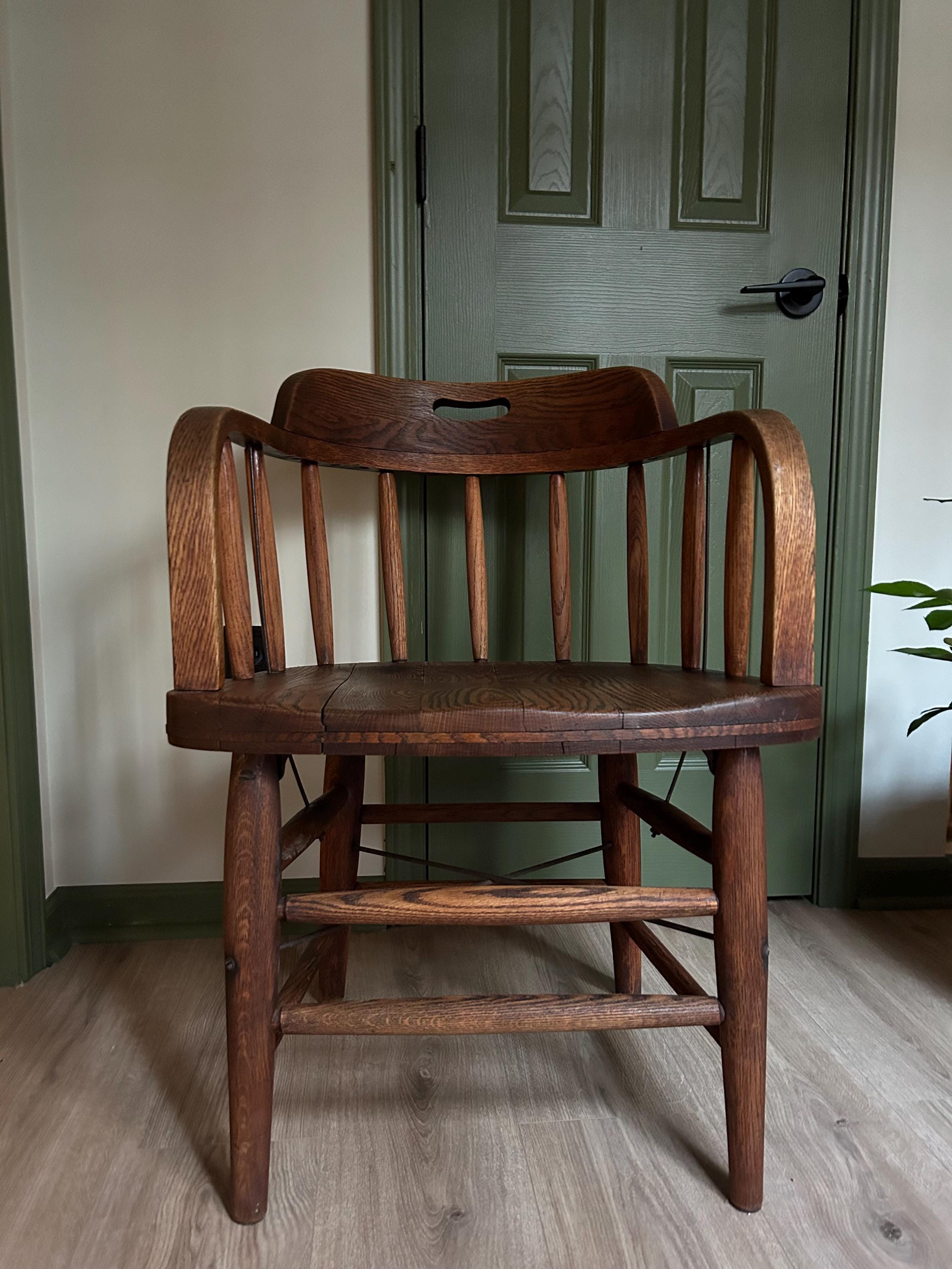Antique Oak Barrel Chair | Solid Oak Captains Chair - Etsy