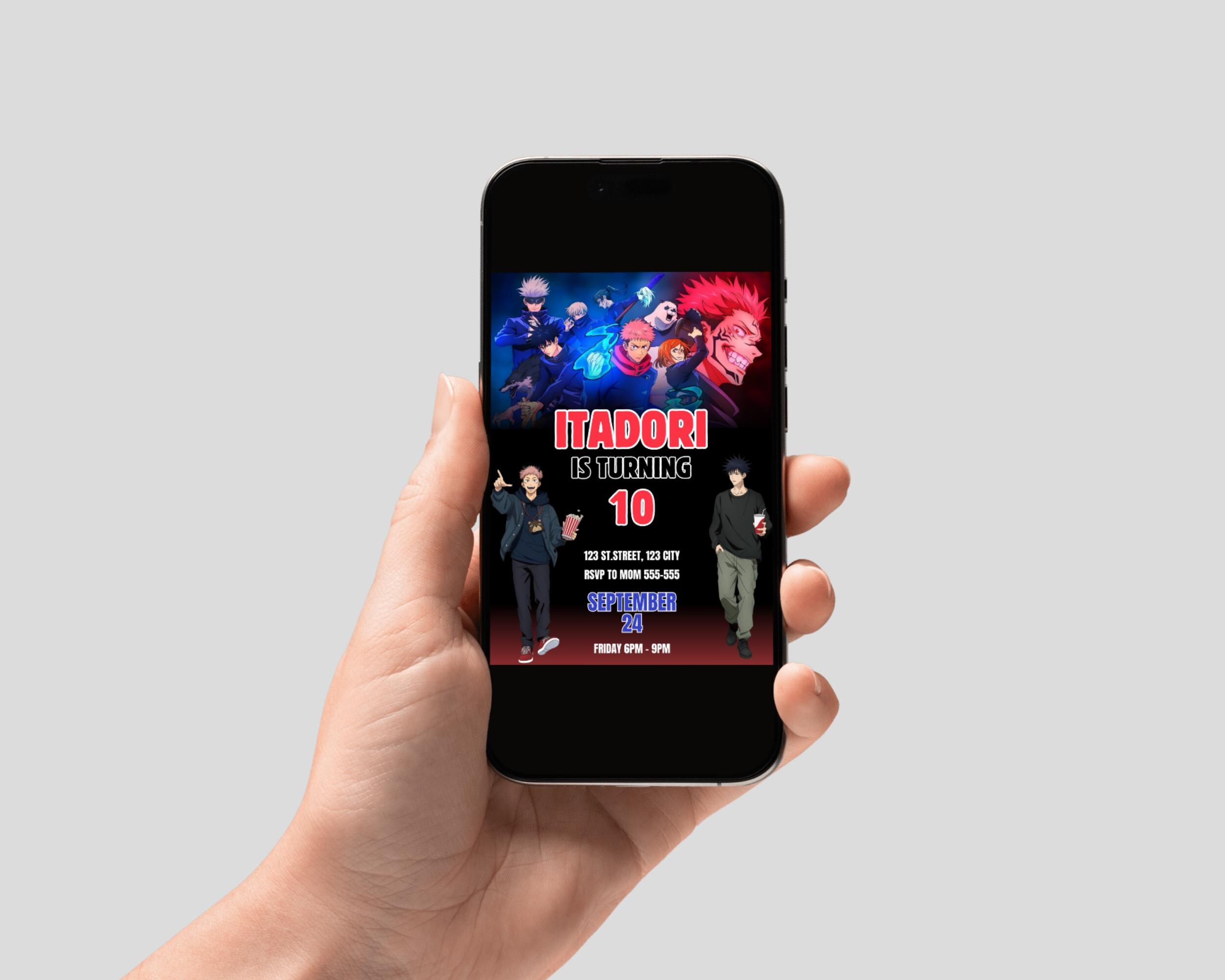 Jujutsu Kasien Anime Digital Birthday Invitation, Editable in Canva ...