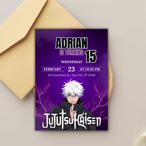 Gojo Satoru Jujutsu Kaisen, Anime Birthday Card Invitations, Editable ...