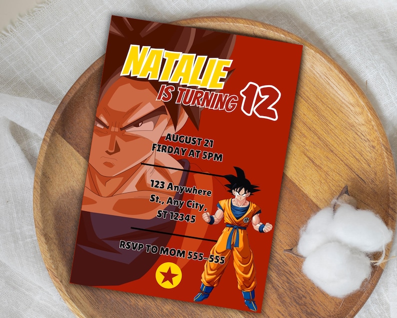 Goku Dragonball Z Digital Birthday Invitation for Kids or Adult ...