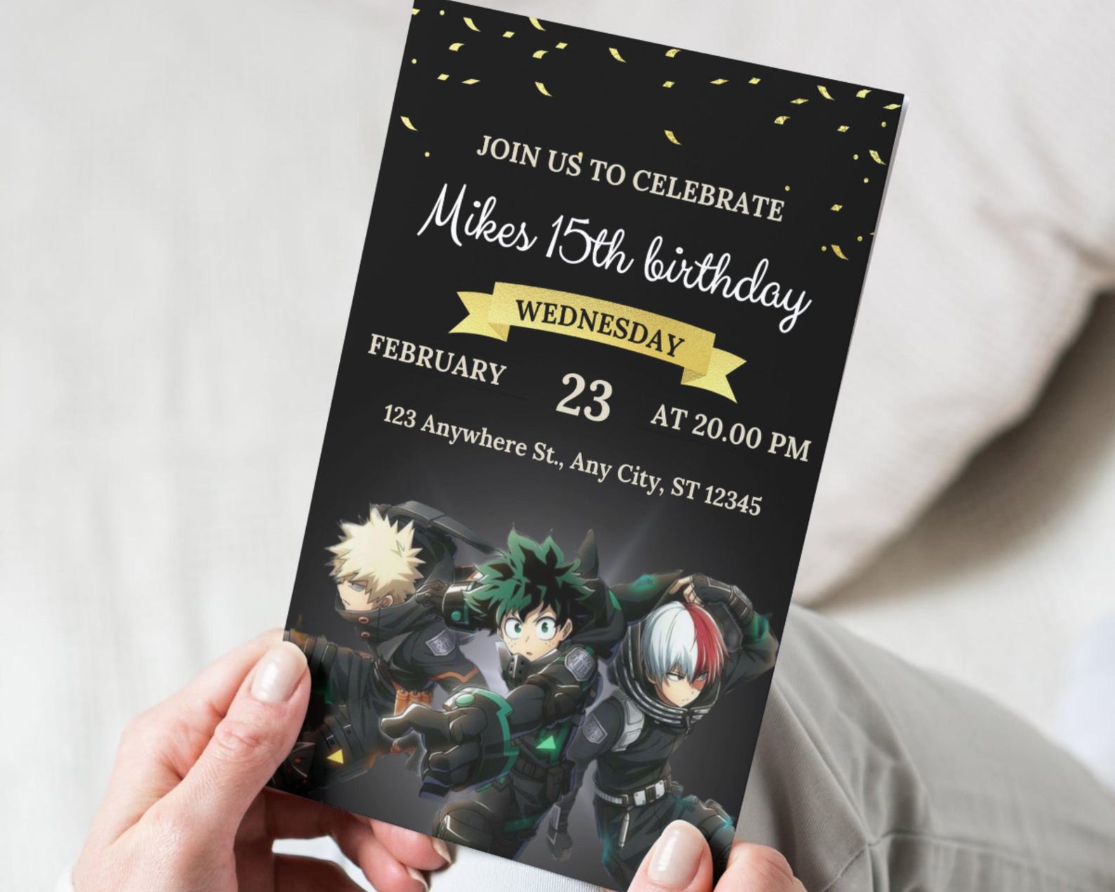 My Hero Academia Anime Invitations, Izuku Midoriya/deku, Printable ...