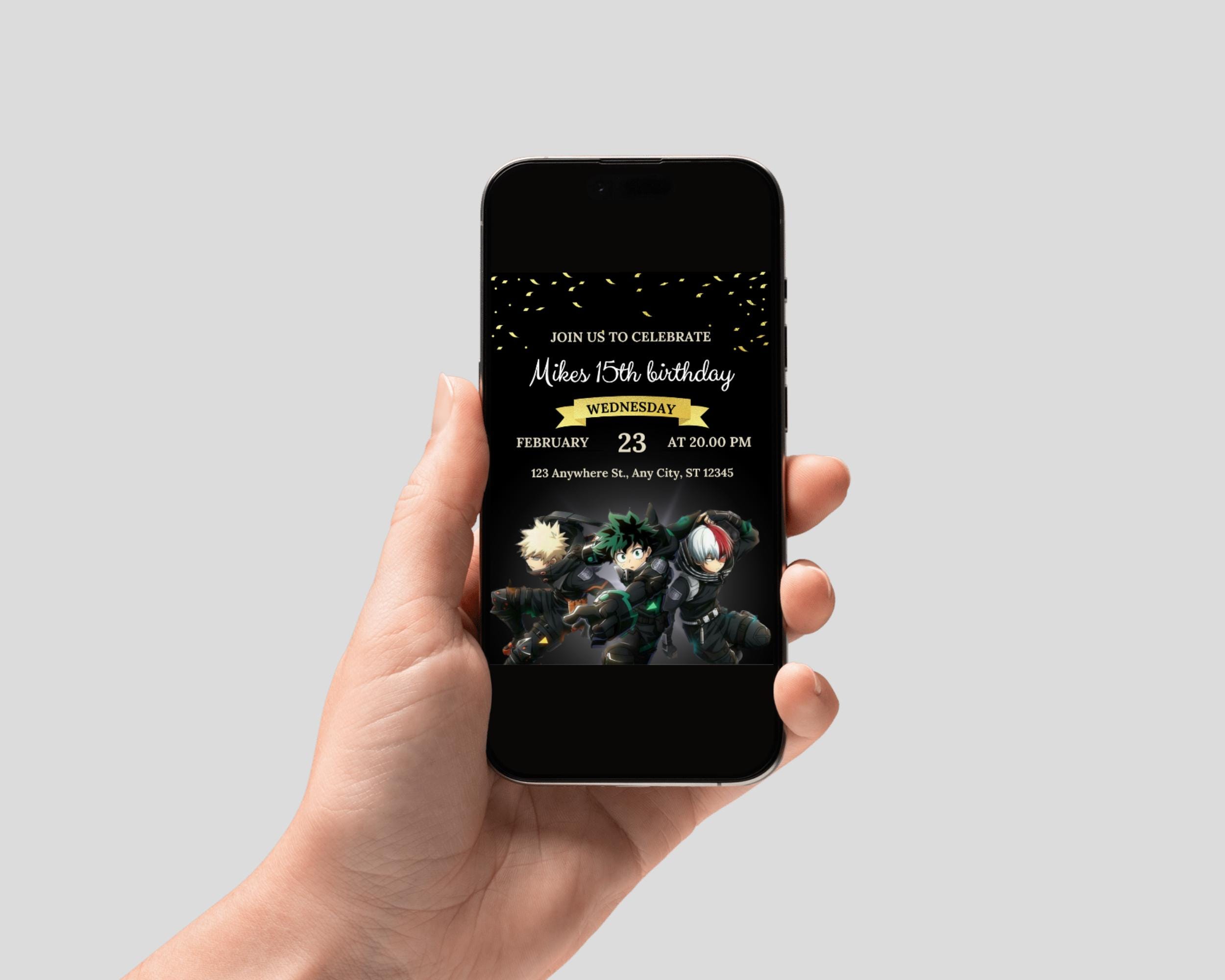 My Hero Academia Anime Invitations, Izuku Midoriya/deku, Printable ...