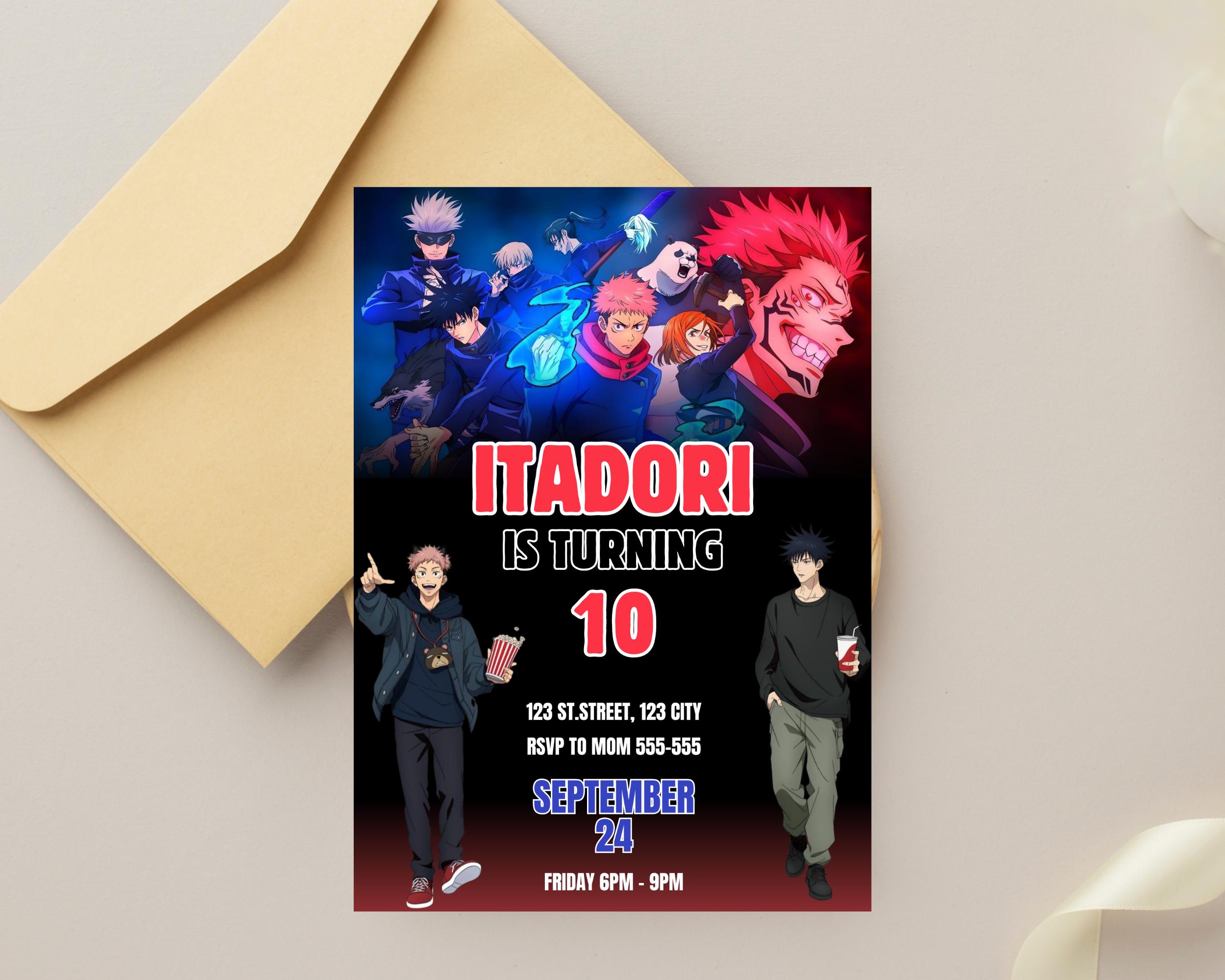 Jujutsu Kasien Anime Digital Birthday Invitation, Editable in Canva ...