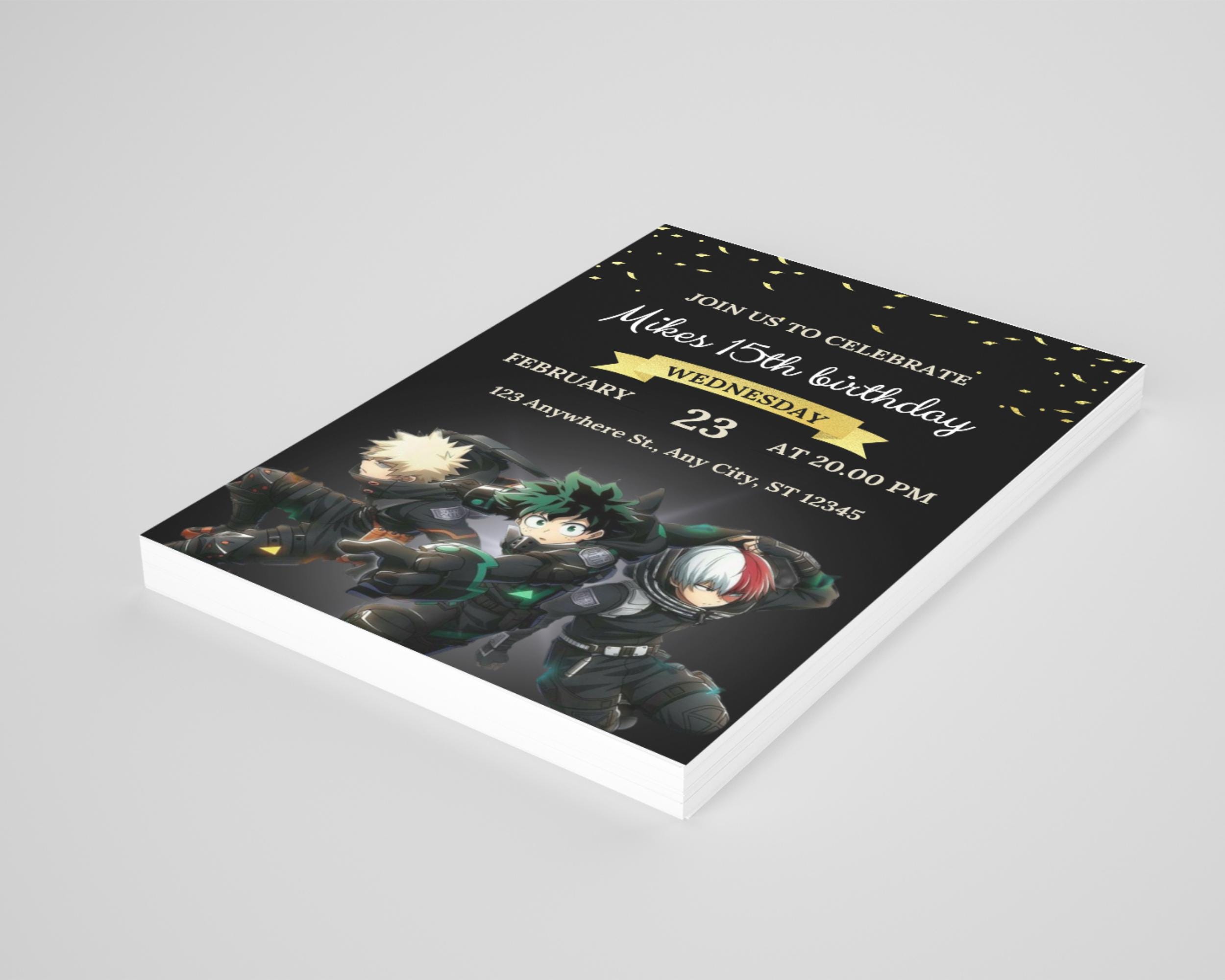 My Hero Academia Anime Invitations, Izuku Midoriya/deku, Printable ...