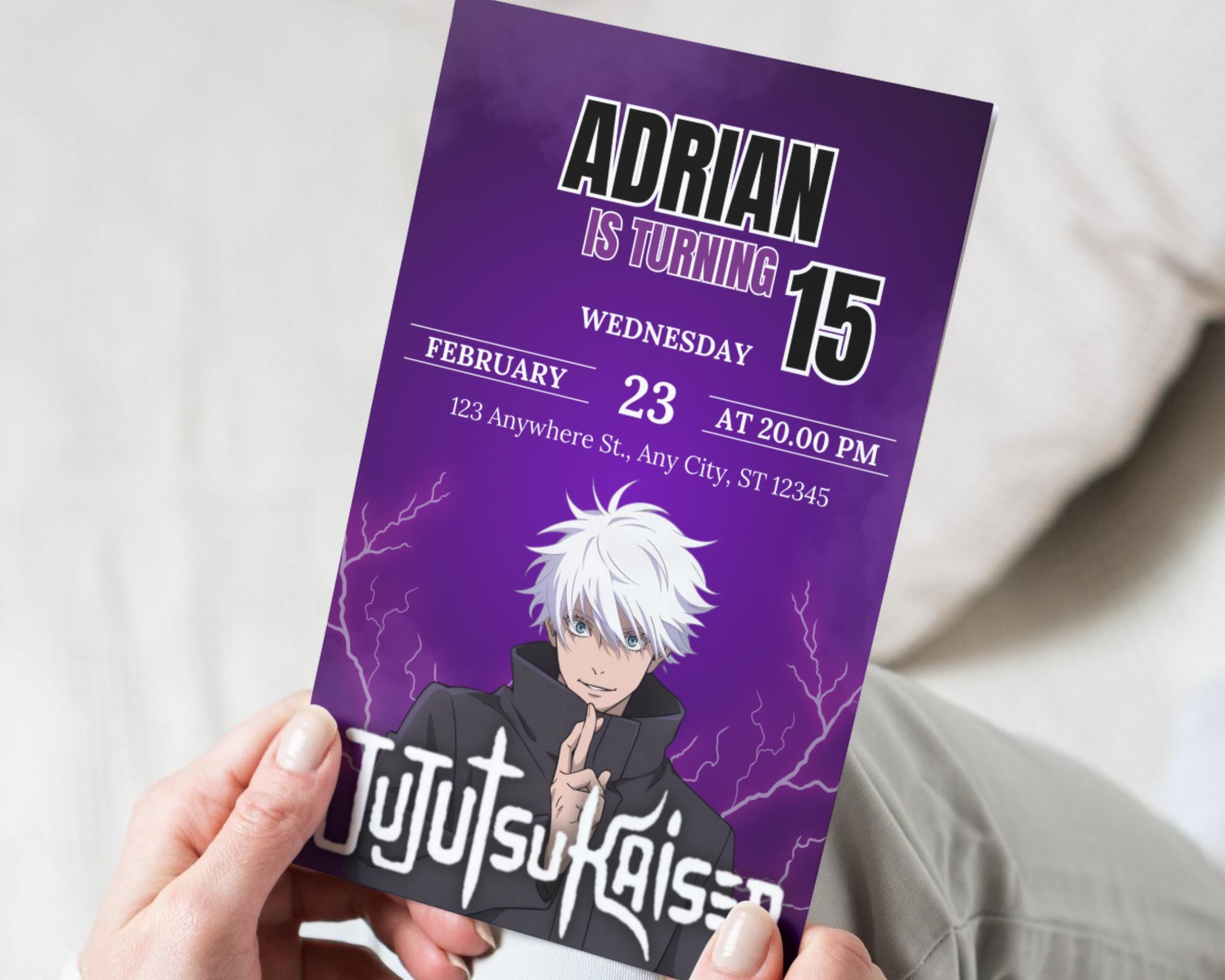 Gojo Satoru Jujutsu Kaisen, Anime Birthday Card Invitations, Editable ...