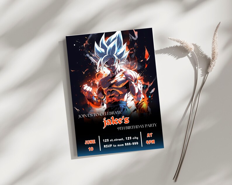 Goku Digital Birthday Invitation, AI Generated Picture, Personalized ...