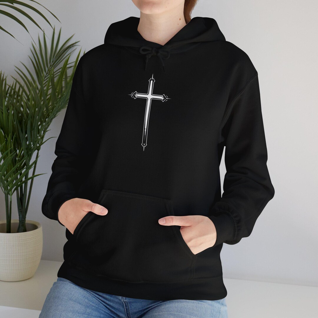 Christian Cross Hoodie, Minimalist Sweatshirt, Religious Gift, Unisex ...