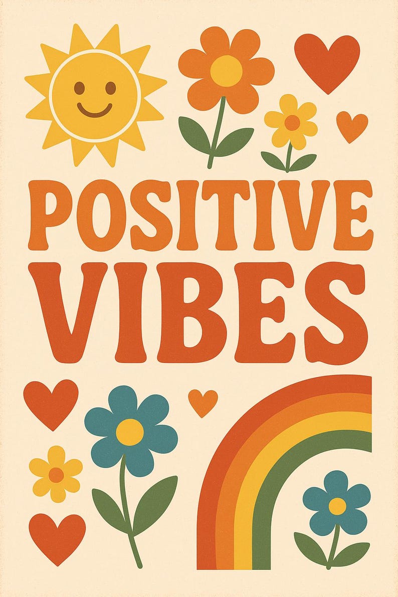 Positive Vibes Happy Vibes Printable Poster - Etsy
