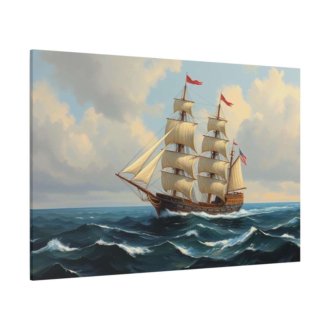 Frigate Ship Oil Painting, Nautical Home Decor, Wall Art, Maritime Gift ...